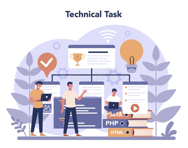 Web Programming Concept Coding Testing And Writing Program Stock Vector Illustration Of
