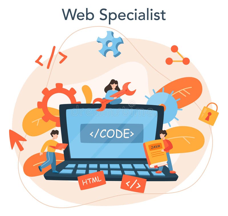 Web Programming Concept Coding Testing And Writing Program Stock Illustration Illustration