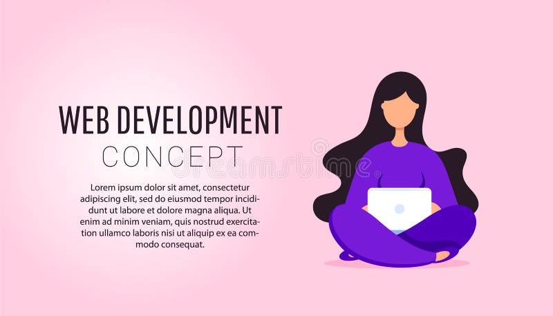 Modern Creative Vector Illustration Of Young Programmer Coding A New Project Using Computer