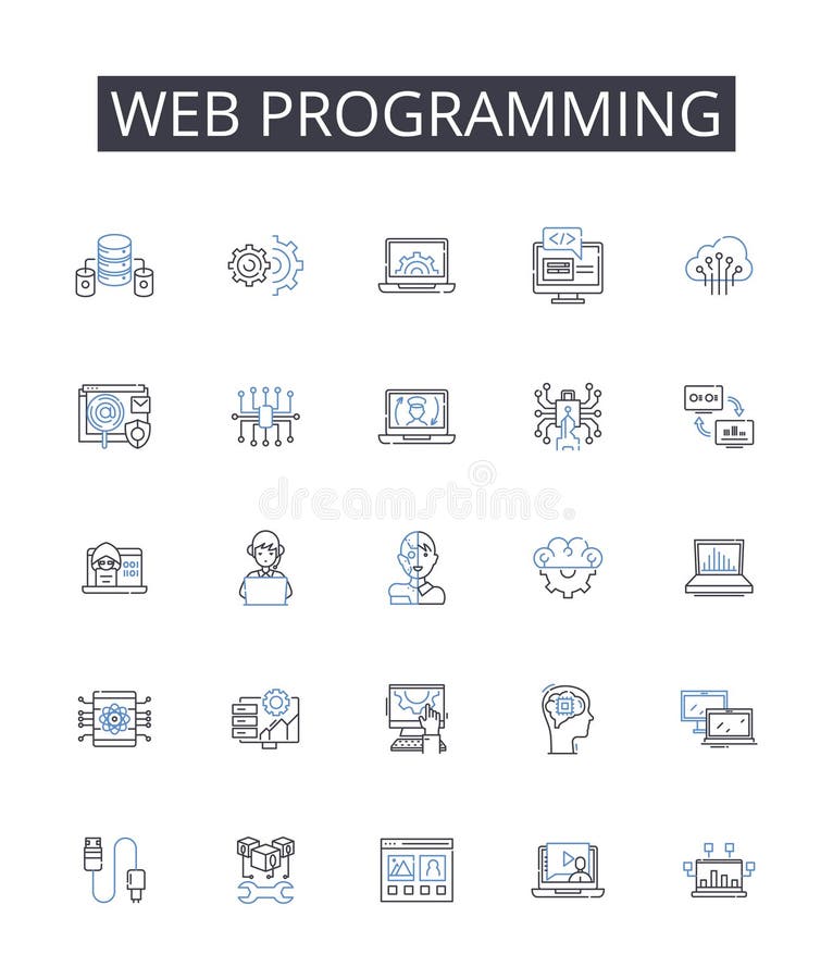 Web Programming Line Icons Collection Mobile Development Game Design