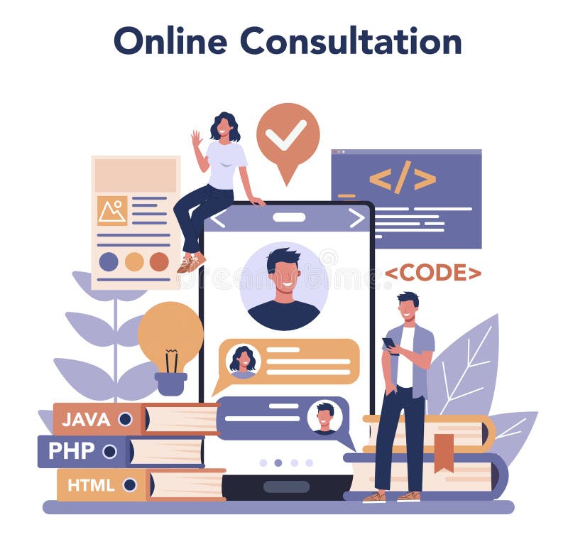 Web Programming Online Service Or Platform Coding Testing Stock Vector Illustration Of