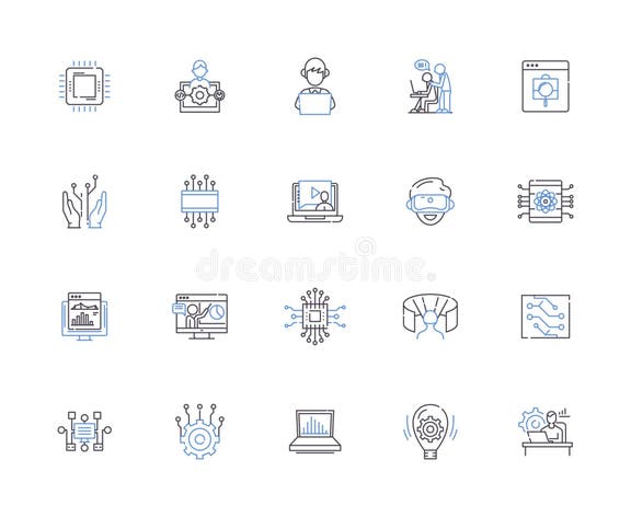 Web Programming Outline Icons Collection. Web, Programming, HTML, CSS, JavaScript, AJAX, XML ...