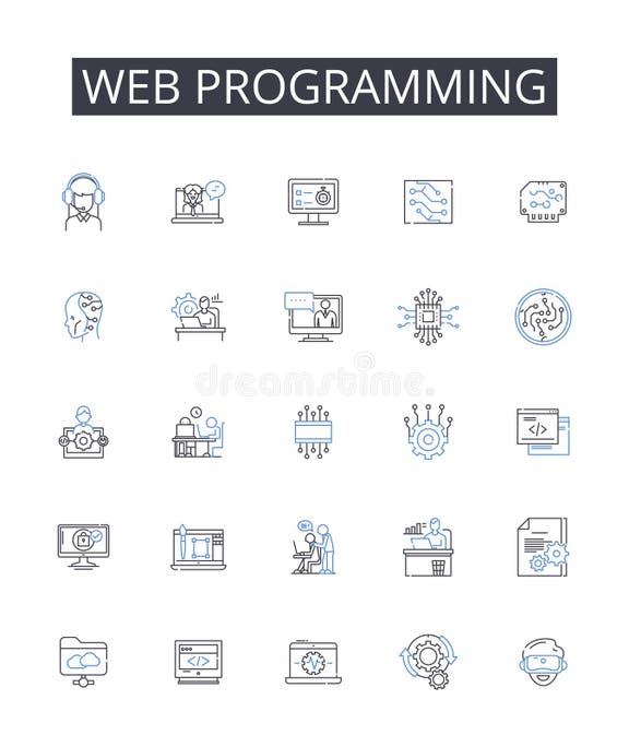 Web Programming Line Icons Collection. Mobile Development, Game Design, Data Analytics, Graphic ...