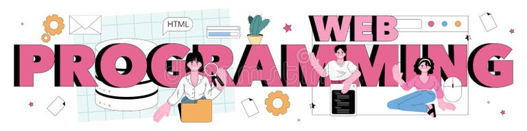 Web Programming Typographic Header. Coding, Testing and Writing ...