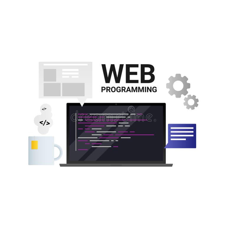 Web Programming Vector Illustration. Web Development, Coding. Stock ...