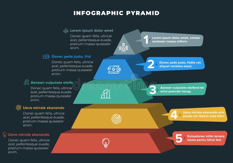 5 Steps Pyramid with Free Space for Text on Each Level. Infographics ...