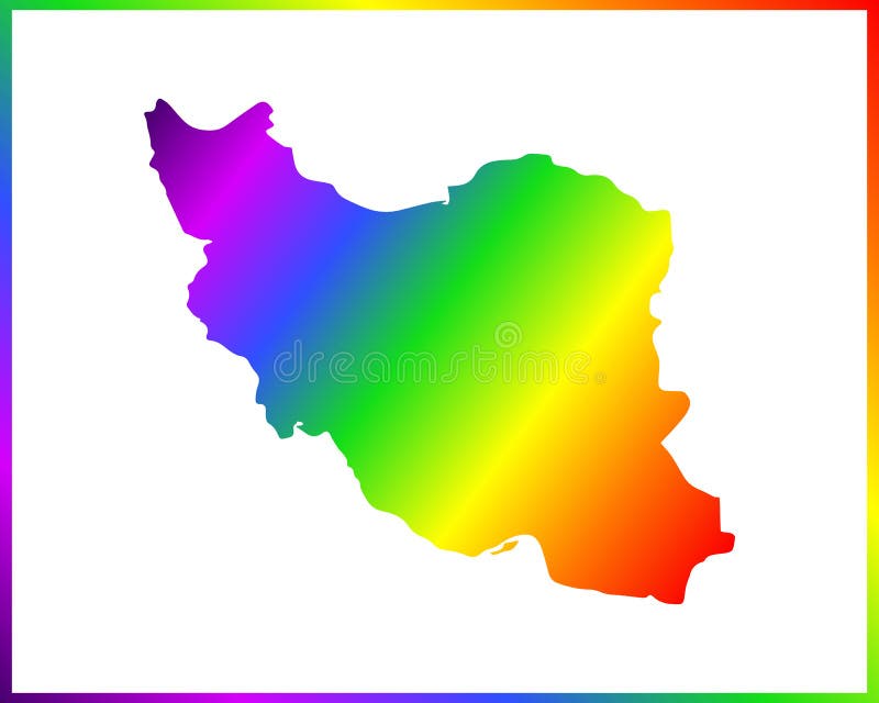 Rainbow Colored Gradient Map of Country Iran Isolated on White ...