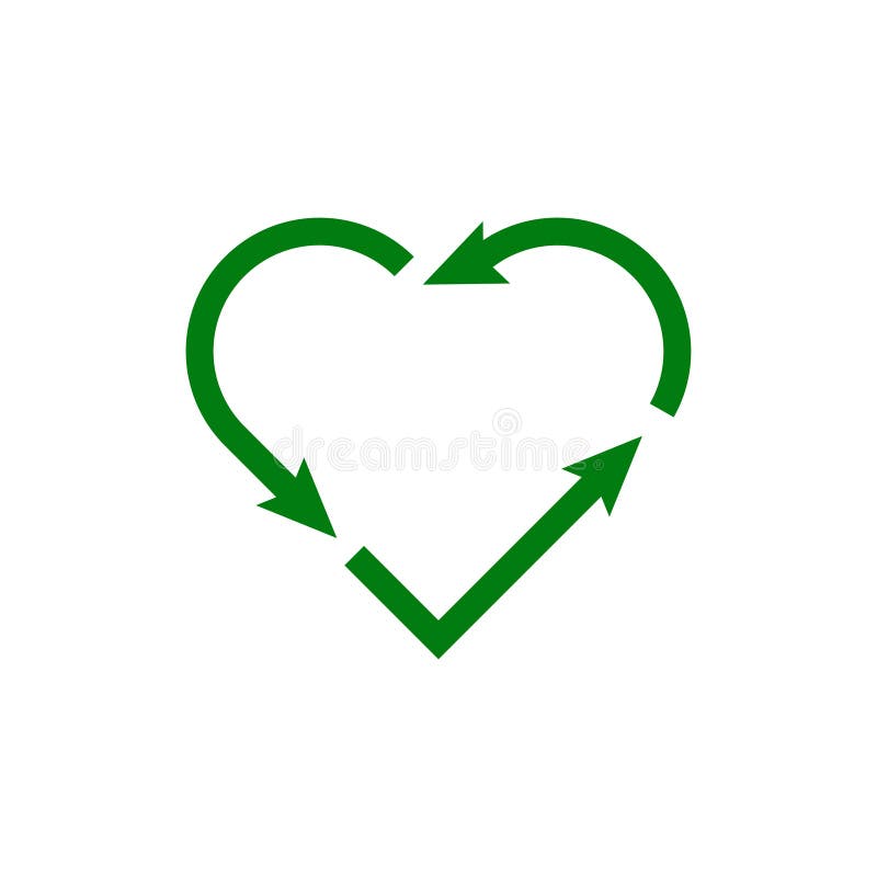 Recycle Heart Symbol Set. Green Heart Shape Recycle Icon. Reload Sign ...