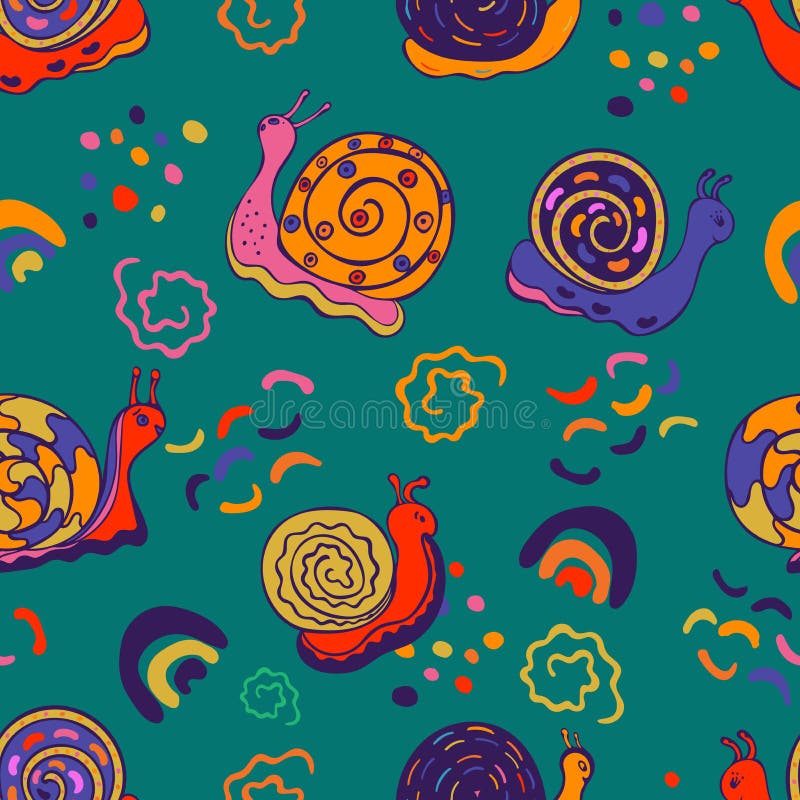 Funny Repeat Snail Colorful Kids Pattern Stock Vector - Illustration of ...