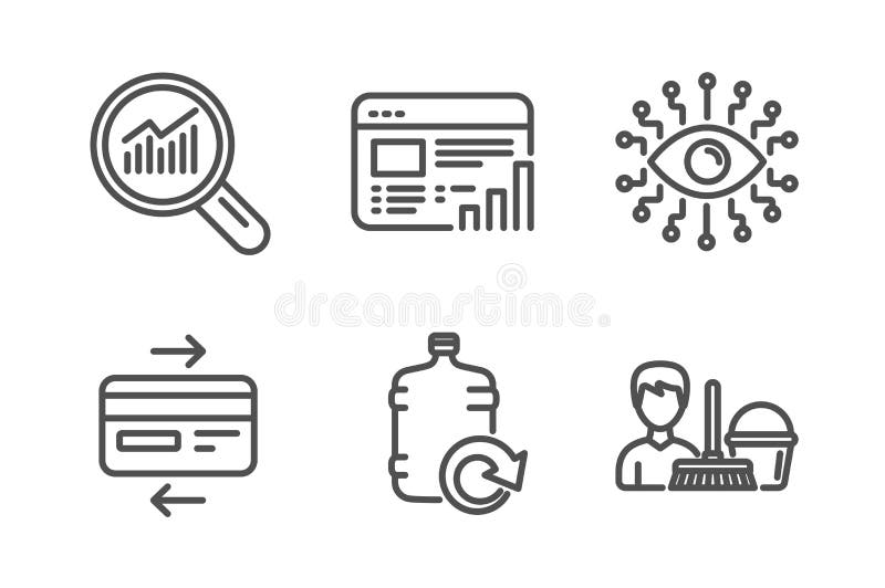 Web Report, Data Analysis and Artificial Intelligence Icons Set. Vector Stock Vector ...