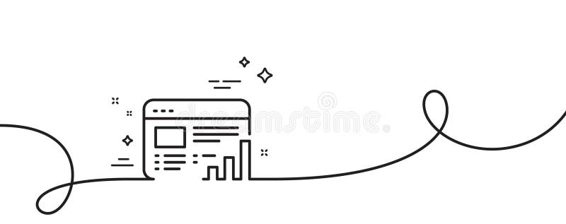 Web Report Line Icon Column Graph Sign Continuous Line With Curl Vector Stock Illustration