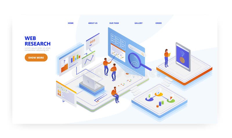 Web Research, Landing Page Design, Website Banner Vector Template ...