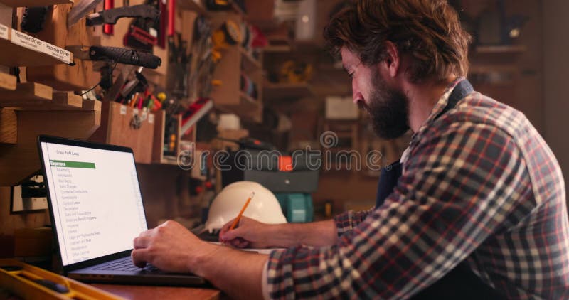 Web Research, Man and Writing Computer Data with Planning, Notes and ...