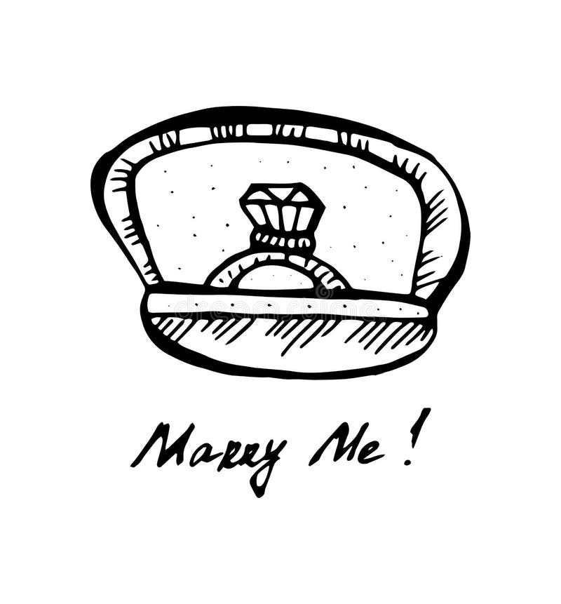 A Ring with a Diamond. Hand Drawn Doodle Stock Illustration ...