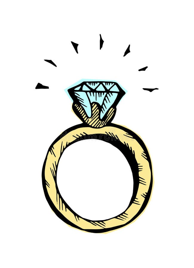 Hand Drawn Doodle Ring With Diamond Stock Vector - Illustration of ...