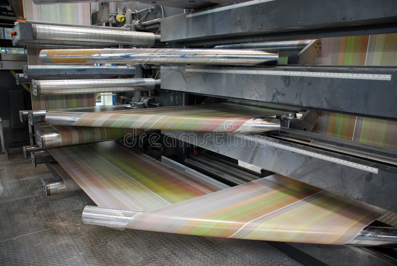 Web (rolls) Offset Press - Console Stock Image - Image of labor ...