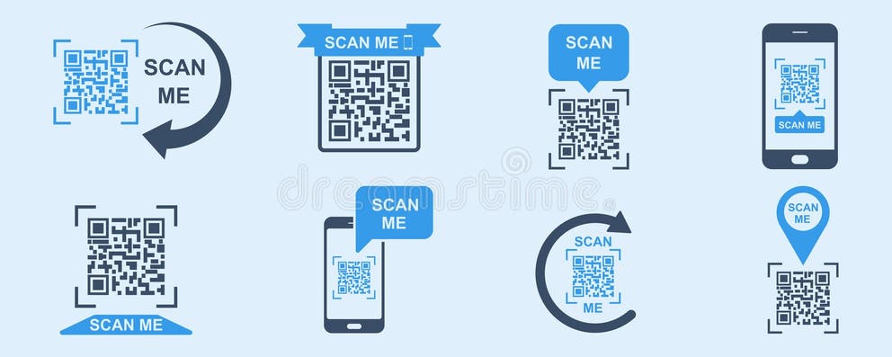 Scan QR Code on Smartphone. Scan Me Icon. Reader Barcode Stock ...
