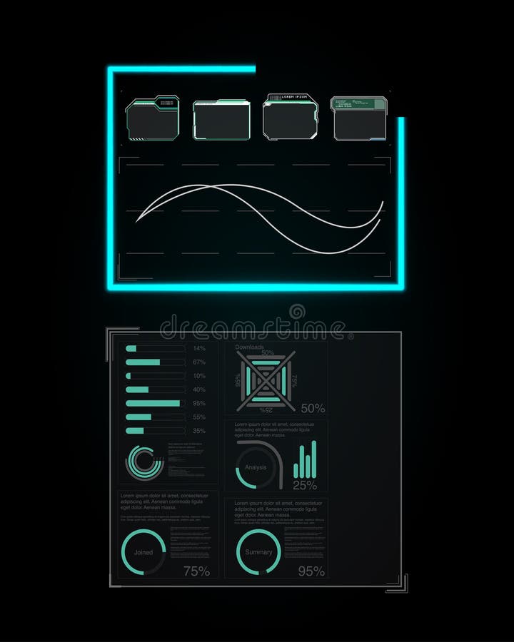Sci Fi Modern User Interface Elements. Futuristic Abstract HUD Frame Screen Stock Illustration ...