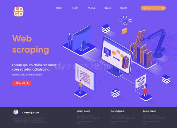 Web Scraping Isometric Landing Page. Process of Automatic Collecting ...