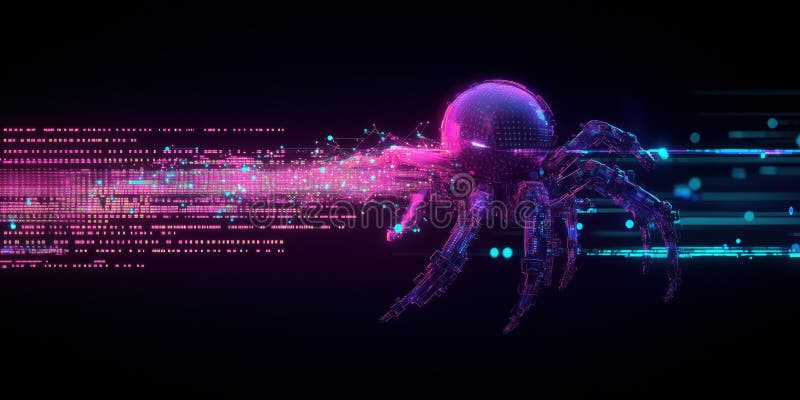 Web Scraping Spider Bot Illustration with Digital Elements and Vibrant ...