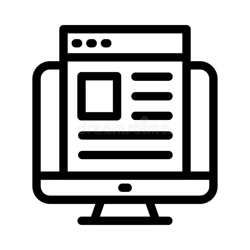 Web Screen Vector Thin Line Icon Stock Vector - Illustration of ...