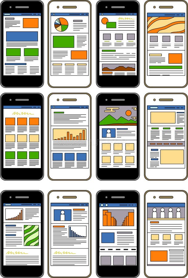 Web Screen Viewed on a Smartphone Set Stock Vector - Illustration of ...