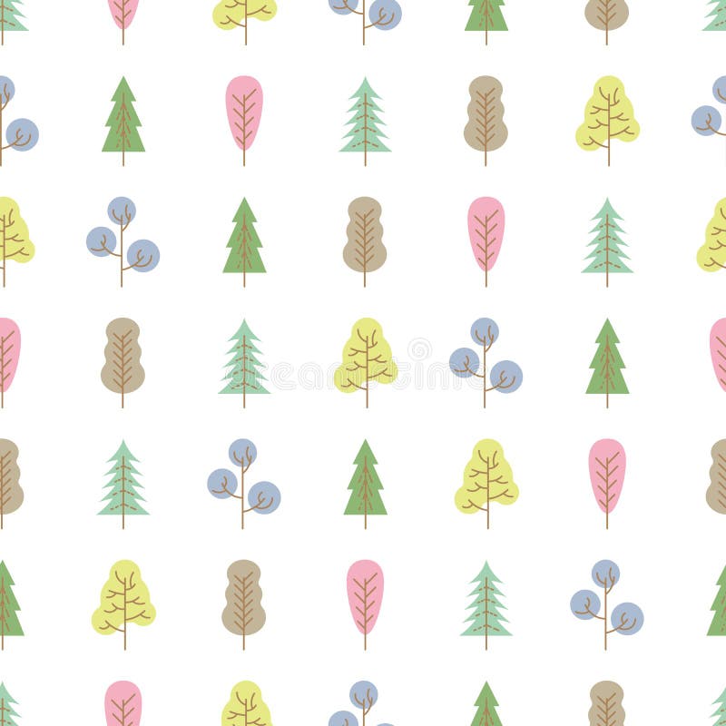Seamless Pattern with Colored Trees Stock Vector - Illustration of ...