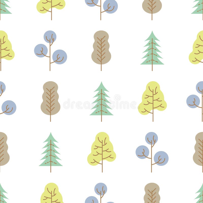 Seamless Pattern with Colored Trees Stock Vector - Illustration of ...