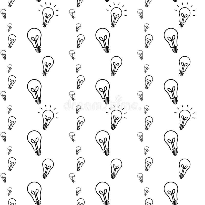 Seamless Idea Light Bulb Pattern on White Background Stock Vector ...