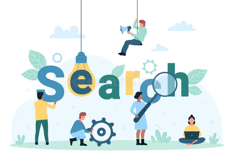 Web Search Analytics, Tiny People Look through Magnifying Glass at ...