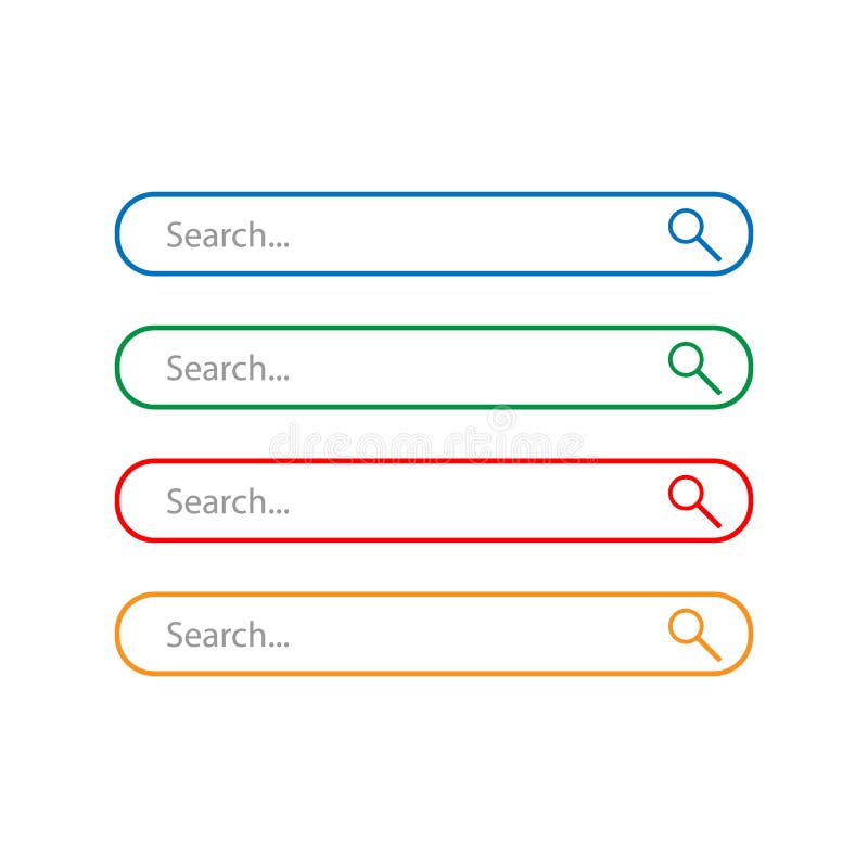 Web Search Form and Button with Loupe Sign. Variations Colors Rounded ...