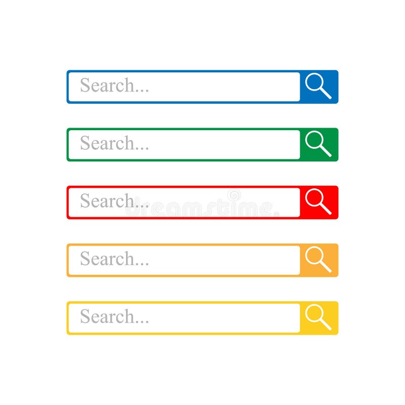 Web Search Form and Button with Loupe Sign. Variations Colors Rounded ...