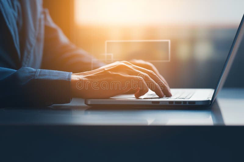 Web Search Process Hands Typing on Laptop for SEO Purposes Stock ...