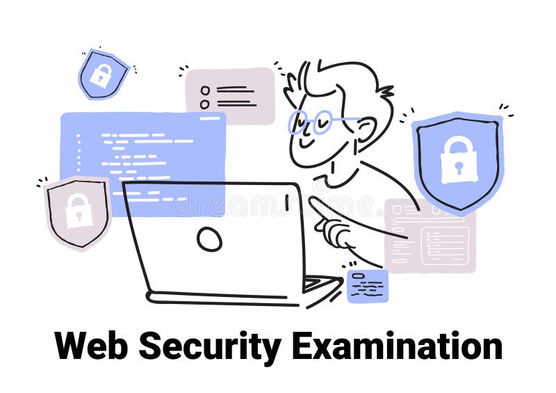 Web Security Examination Concept Person Analyzing Laptop Locks Code ...