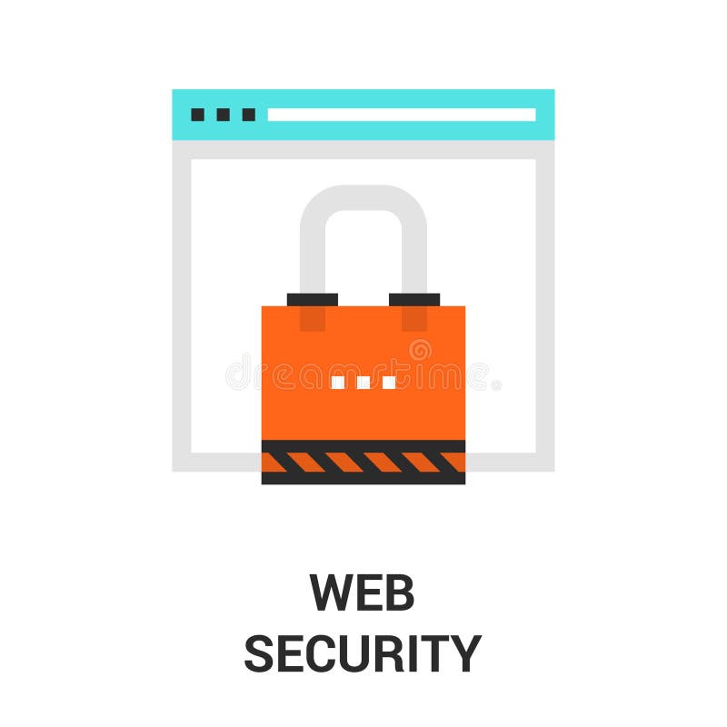 Web Security Flat Line Icon Design Concept Stock Illustration - Illustration of secure, safe ...