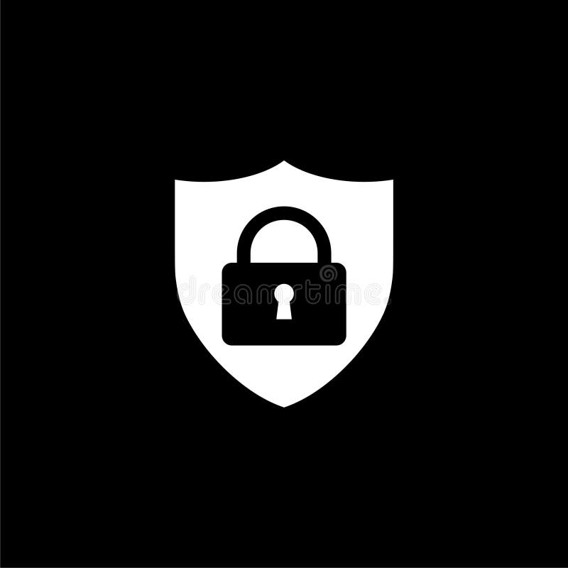 Web Security Icon or Logo Shield, Black Shield on Dark Background Stock ...
