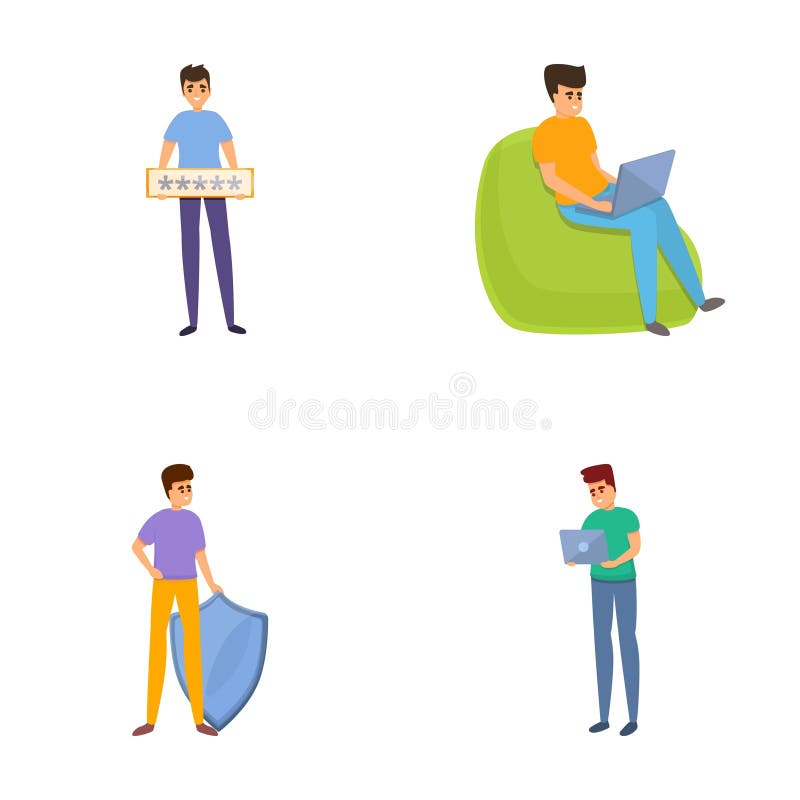 Web Security Icons Set Cartoon Vector. Online Information Protection ...
