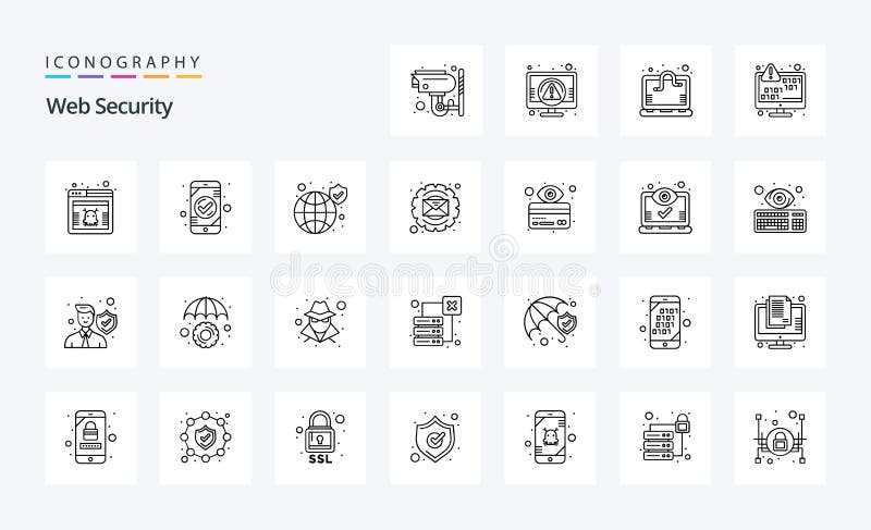 25 Web Security Line Icon Pack Stock Vector - Illustration of views ...