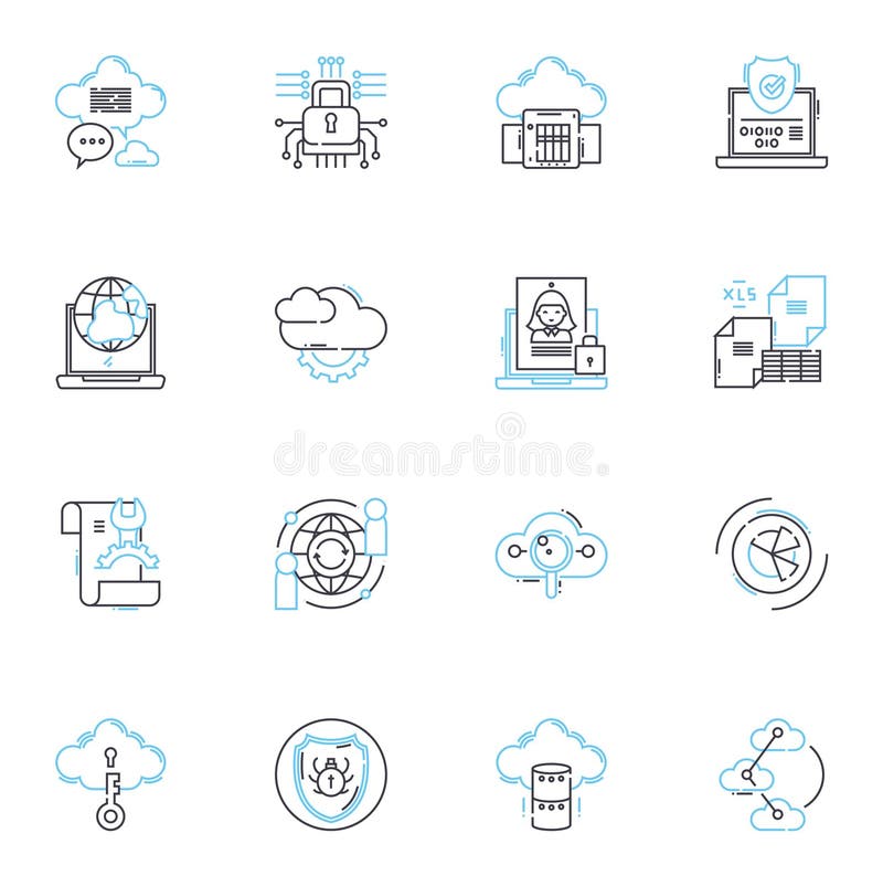 Web Security Linear Icons Set Firewall Encryption Malware Antivirus Phishing Vulnerability