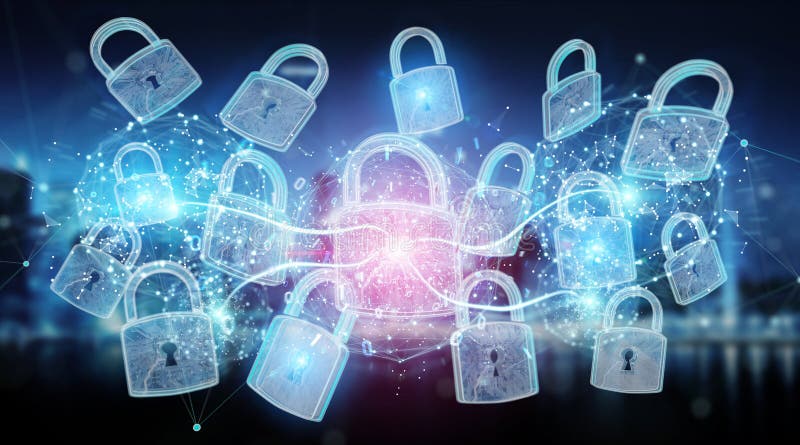 Web Security Protection Background 3D Rendering Stock Illustration ...
