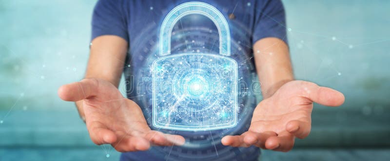 Web Security Protection Interface Used by Businessman 3D Renderi Stock ...