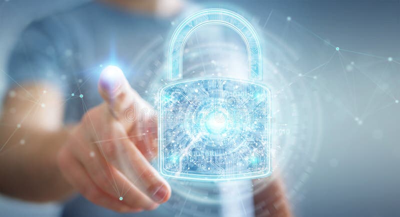Web Security Protection Interface Used by Businessman 3D Rendering ...