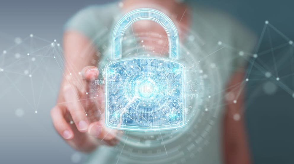 Web Security Protection Interface Used by Businesswoman 3D Rendering ...