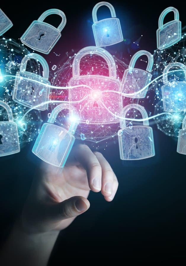 Web Security Protection Interface Used by Businesswoman 3D Rendering ...