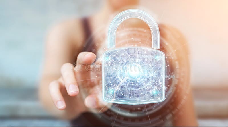 Web Security Protection Interface Used by Businesswoman 3D Rendering ...