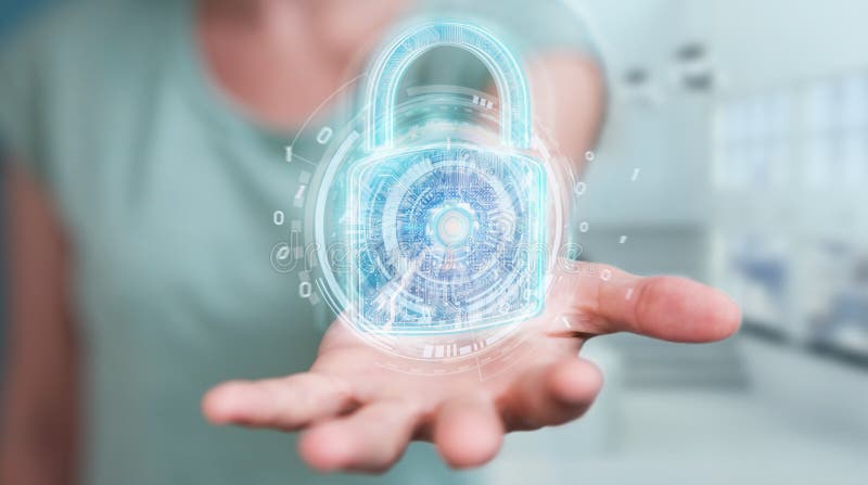 Web Security Protection Interface Used by Businesswoman 3D Rendering ...