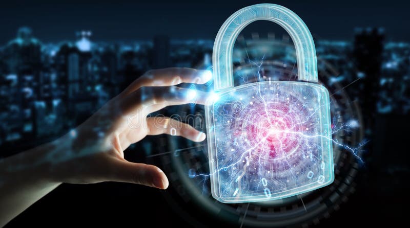 Web Security Protection Interface Used by Businesswoman 3D Rende Stock ...