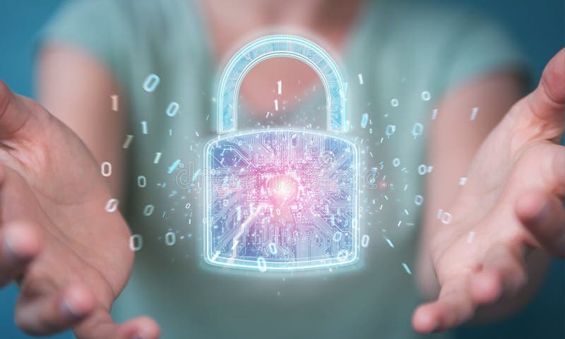Web Security Protection Interface Used by Businesswoman 3D Rendering ...
