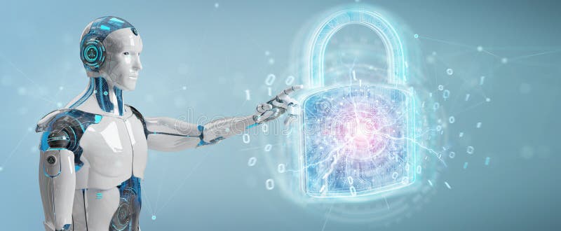Web Security Protection Interface Used by Robot 3D Rendering Stock ...