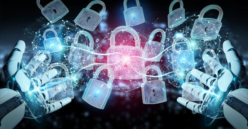 Web Security Protection Interface Used by Robot 3D Rendering Stock ...